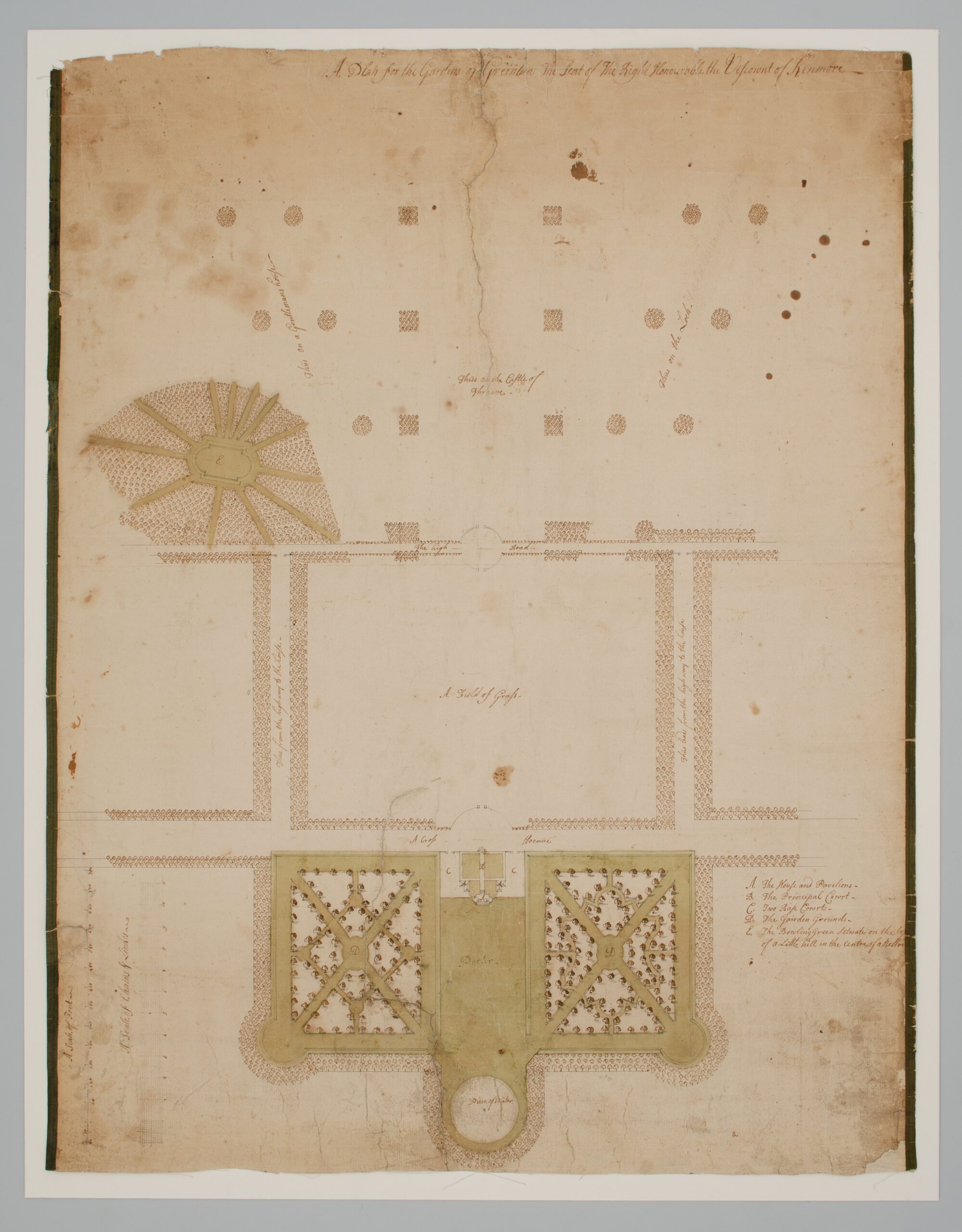 Presentation drawing for Greenlaw House, Scotland - Garden Museum