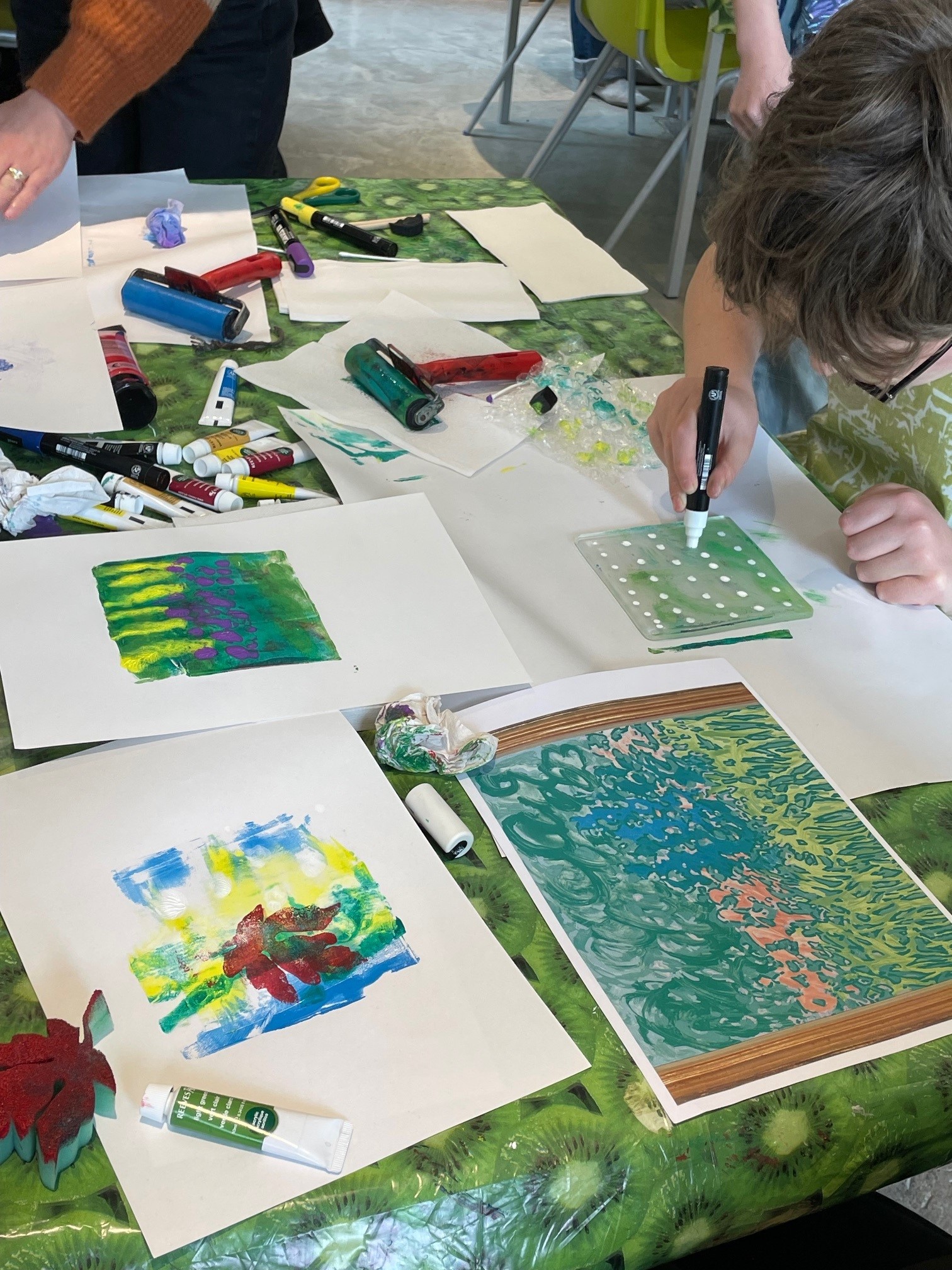 Family Easter Gelli Plate Printing with Flowers and Leaves - Garden Museum